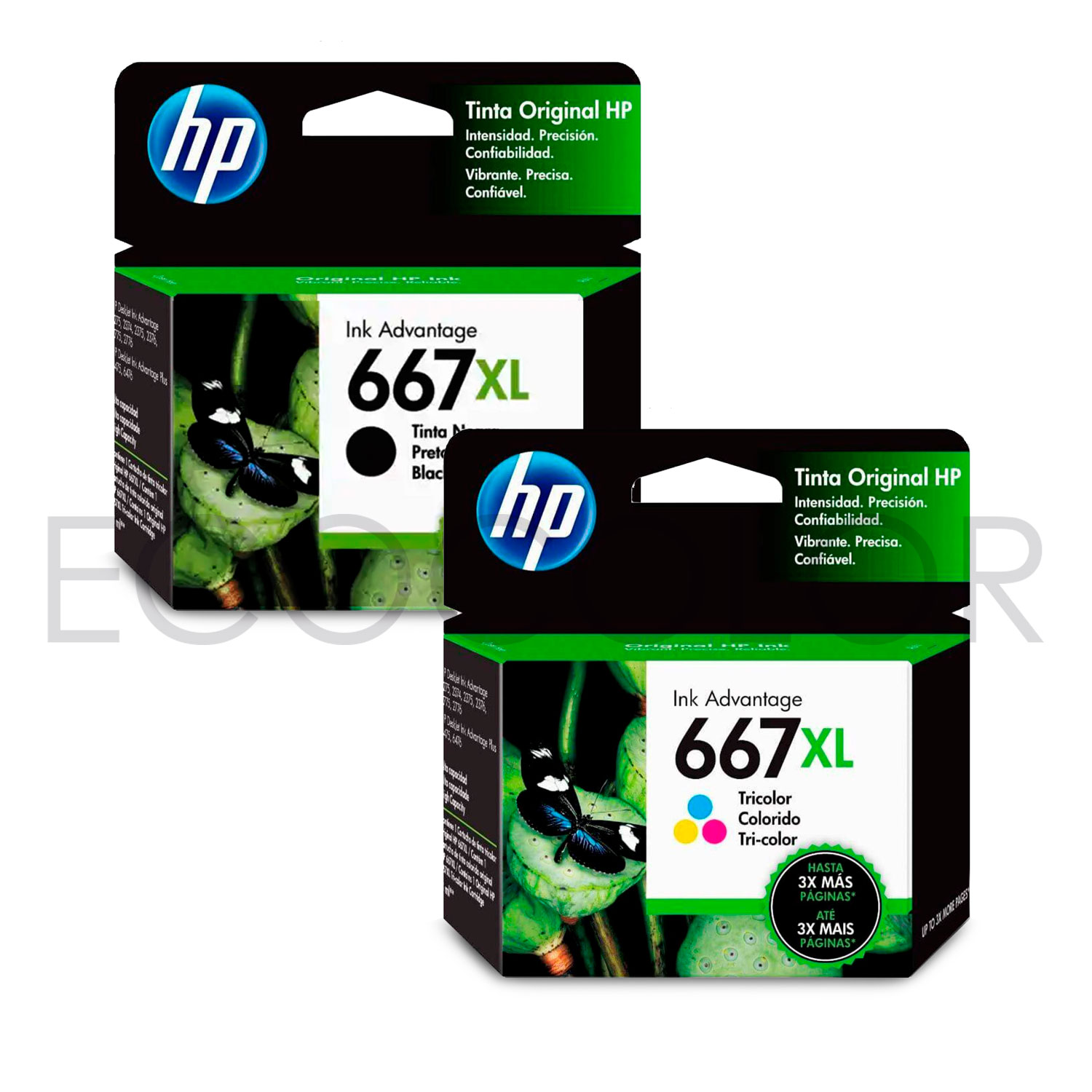 Pack X2 Tintas Hp 667XL Originales 1275 / 2374 / 2375 / 2376 / 2775