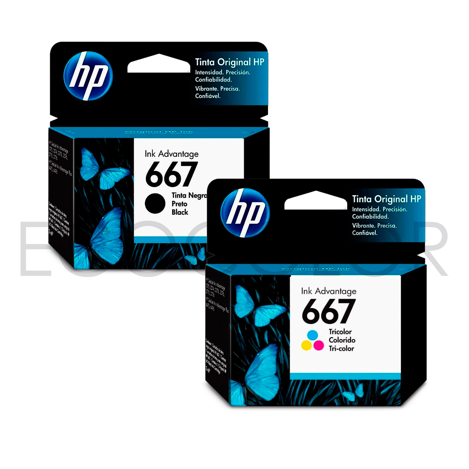 Pack X2 Tintas Hp 667 Negra y Color Originales 1275 / 2374 / 2375 ...