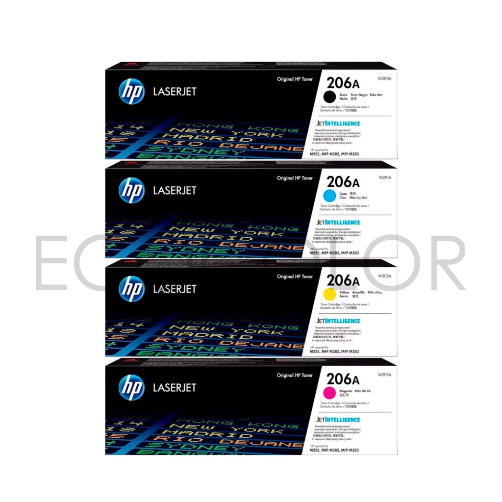 Pack X4 Toner Hp 206A Original BKCMY M255 / M282 / M283