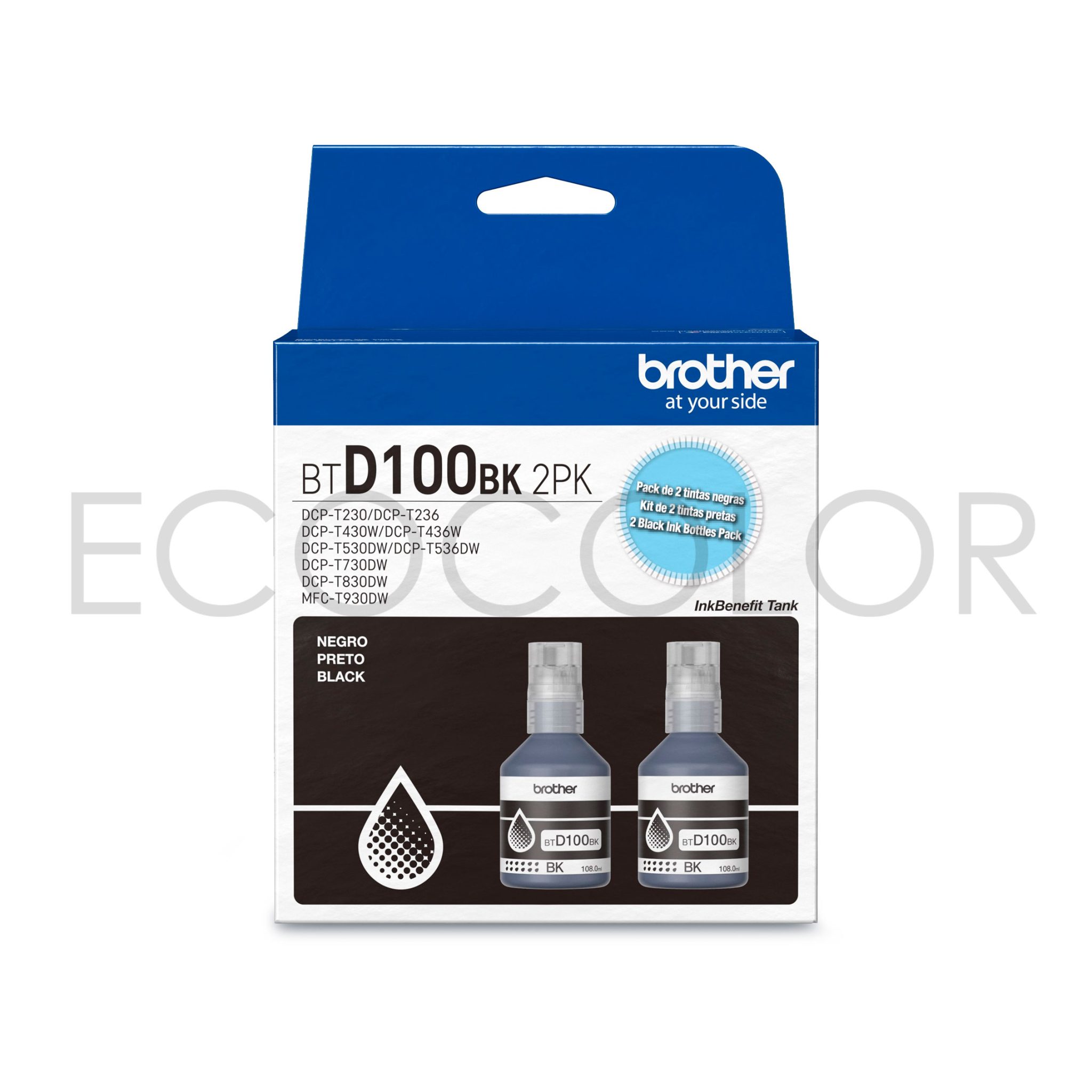 Pack X2 Tintas Brother BTD100BK Negras T230 / T530 / T730